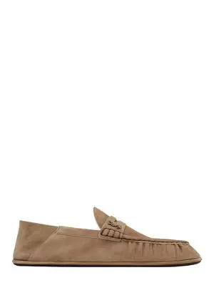 Saint Laurent Suede Le Foldable Loafers - Nude
