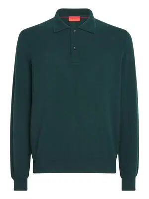 Isaia Cashmere Long-sleeve Polo Shirt - Green