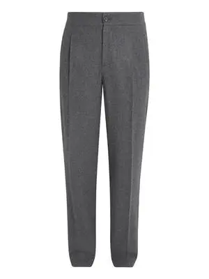 Isaia Wool-blend Stretch Slim Fit Trousers - Grey