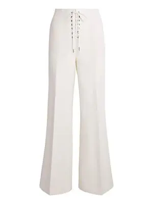 Polo Ralph Lauren Cotton-wool Wide Leg Lace-up Trousers - Neutral