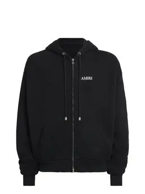Amiri Cotton Logo Zip-up Hoodie - Black