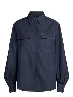 7 For All Mankind Cotton Long Sleeve Shirt - Navy