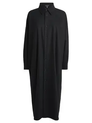 Eskandar Virgin Wool-cashmere Wide Midi Shirt Dress - Black