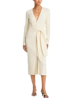 TOCCIN Lara Long Sleeve Cardigan Dress - Ivory