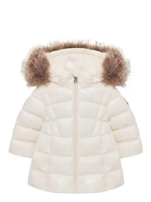 Moncler Emma Hooded Down Jacket With Fur Trim - White