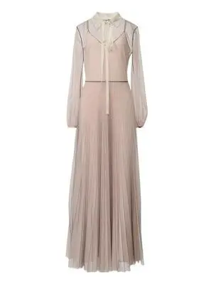 FABIANA FILIPPI Fabiana Filippi Pleated Tulle Maxi Dress With Lace Collar