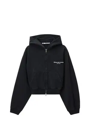 Alexander Wang Logo Print Zip-up Hoodie - Black