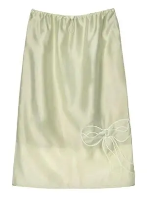 Cecilie Bahnsen Elastic Waist Midi Skirt With Bow Detail - Light Green