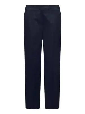 Marella Stretch Cotton-lyocell Blend Trousers With Side Pockets - Navy Blue