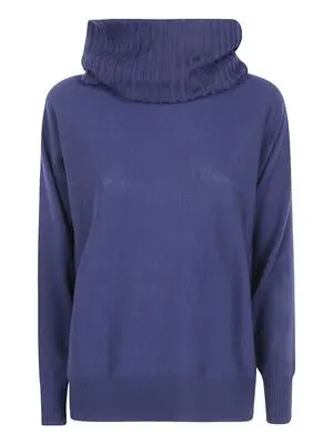 D.exterior High-neck Knit Sweater - Blue