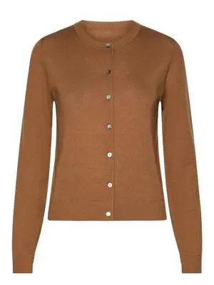 Marella Button-front Long-sleeve Knit Top - Brown