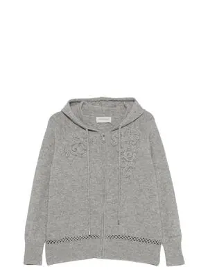 ERMANNO FIRENZE Embroidered Zip-up Hoodie - Grey
