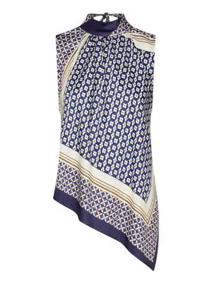 Marella Printed High Neck Tie-back Top - No