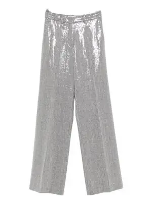 ERMANNO FIRENZE Sequin-embellished Houndstooth Trousers - Grey