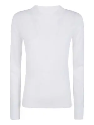 D.exterior Crew-neck Knit Sweater - White