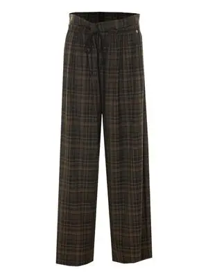 ANIYE BY Checked Drawstring Waist Pants - Black