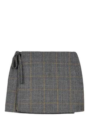 Kenzo Checked Wool Tweed Wrap Mini Skirt - Anthracite