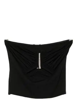 Rick Owens Ruched Strapless Bandeau Top With Cutout Detail - Black