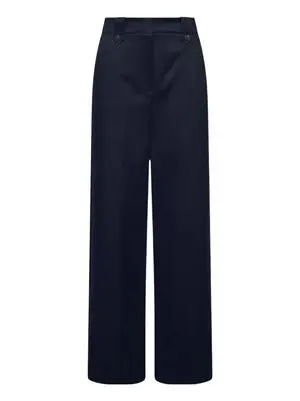 Marella Stretch Lyocell And Cotton Blend Trousers - Navy Blue