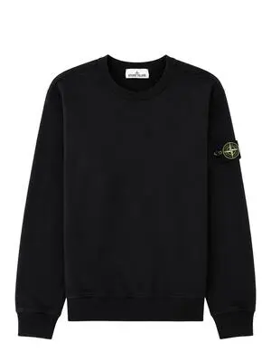 Stone Island Felpa Con Patch Logo - Black