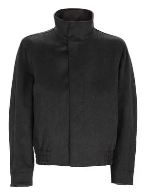 LARDINI High Neck Wool Bomber Jacket - Charcoal