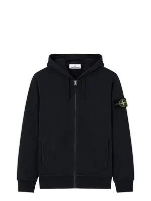 Stone Island Felpa Con Patch Logo E Zip - Blue