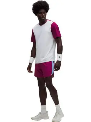Lululemon Lightweight Mesh-panelled Tennis Shorts - Raspberry Rave/dreamy Blue