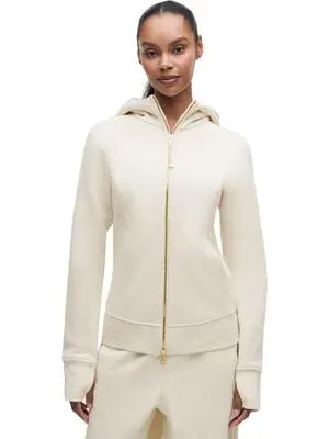 Lululemon Scuba Evolve Classic Full-zip Hoodie In Superloft Light Fabric - Light Ivory/gold