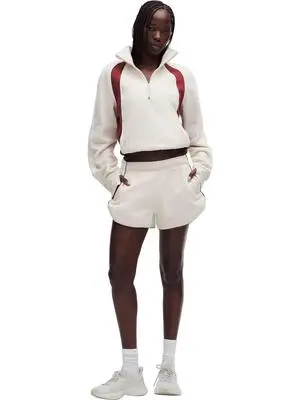 Lululemon Scuba Mid-rise Dolphin Short - Light Ivory/white/rocket Red
