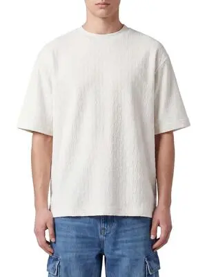 Off-White Relaxed Fit T-shirt In Cotton With Jacquard Monogram Logo And Dropped Shoulders - Yellow Cream