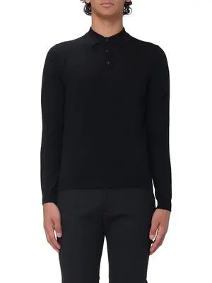 ZANONE Long-sleeved Knit Wool Polo With Three-button Placket - Black