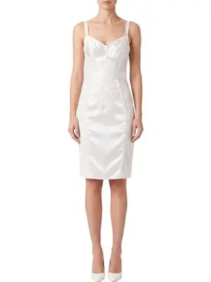 Dolce & Gabbana Lace Embellished Sheath Dress - White