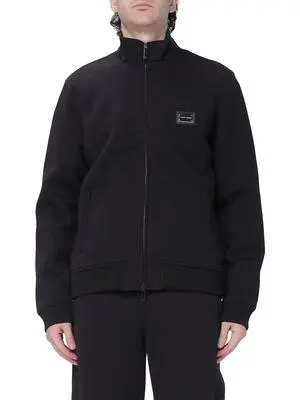 Emporio Armani Modal Turtleneck Zip-up Sweatshirt With Pouch Pocket - Black