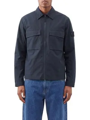 STONE ISLAND Short Shirt Jacket In Organic Cotton Canvas With Zip