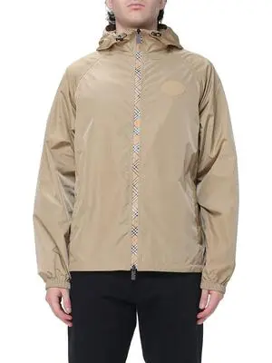 Burberry Relaxed Fit Hooded Nylon Windbreaker With Ekd Logo - Beige