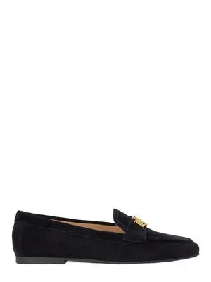 Ralph Lauren Suede Loafers With Metallic Logo Detail - Black
