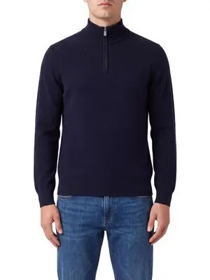 Brunello Cucinelli Brunello Cucinelli Slim Fit Half-Zip Cashmere Turtleneck Blue 1