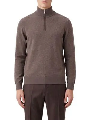 Brunello Cucinelli Brunello Cucinelli Slim Fit Half-Zip Cashmere Turtleneck Grey 2
