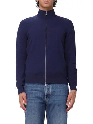 Brunello Cucinelli Slim Fit Cashmere Zip-up Turtleneck Cardigan Blue