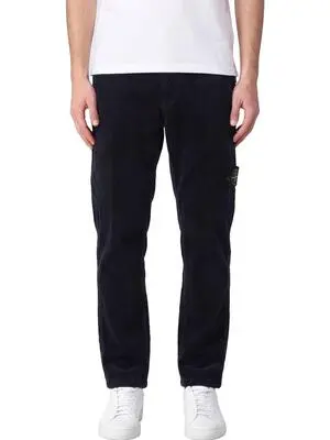 Stone Island Stone Island Velvet Chino Trousers With Compass Logo Patch Blue