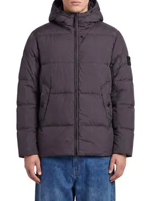 Stone Island Stone Island Hooded Puffer Jacket With Compass Logo Charcoal