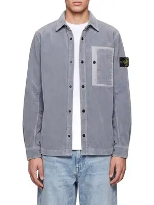 Stone Island Velvet Shirt Jacket With Compass Logo Dust