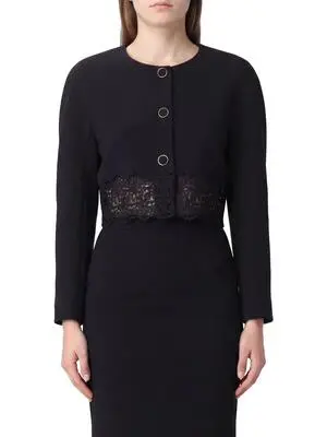Chloé Cropped Wool Jacket With Lace Embroidery - Black