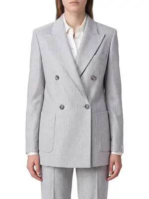 Eleventy Double-breasted Wool And Cashmere Blend Blazer With Peak Lapels - Grey