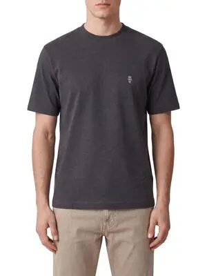 Eleventy Slim Fit Crewneck T-shirt In Pure Cotton With Tone-on-tone Logo - Grey