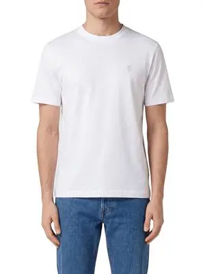Eleventy Slim Fit Crewneck T-shirt In Pure Cotton With Tone-on-tone Logo - White