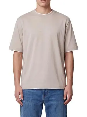 Eleventy Cotton Crew-neck T-shirt With Contrast Trims - Nude