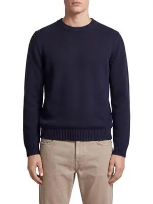 ROBERTO COLLINA Crewneck Long-sleeved Jumper In Fine Merino Wool - Blue 1