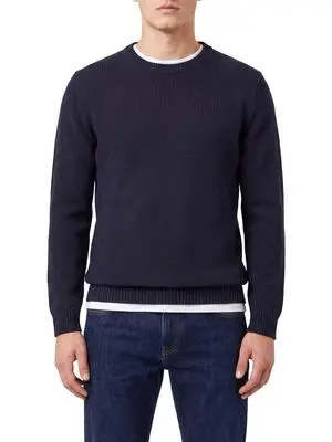 ROBERTO COLLINA Crewneck Long-sleeved Jumper In Fine Merino Wool - Blue
