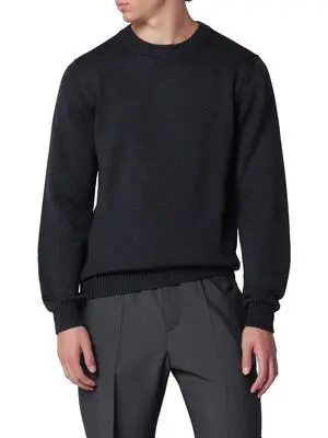 ROBERTO COLLINA Crewneck Long-sleeved Jumper In Fine Merino Wool - Charcoal